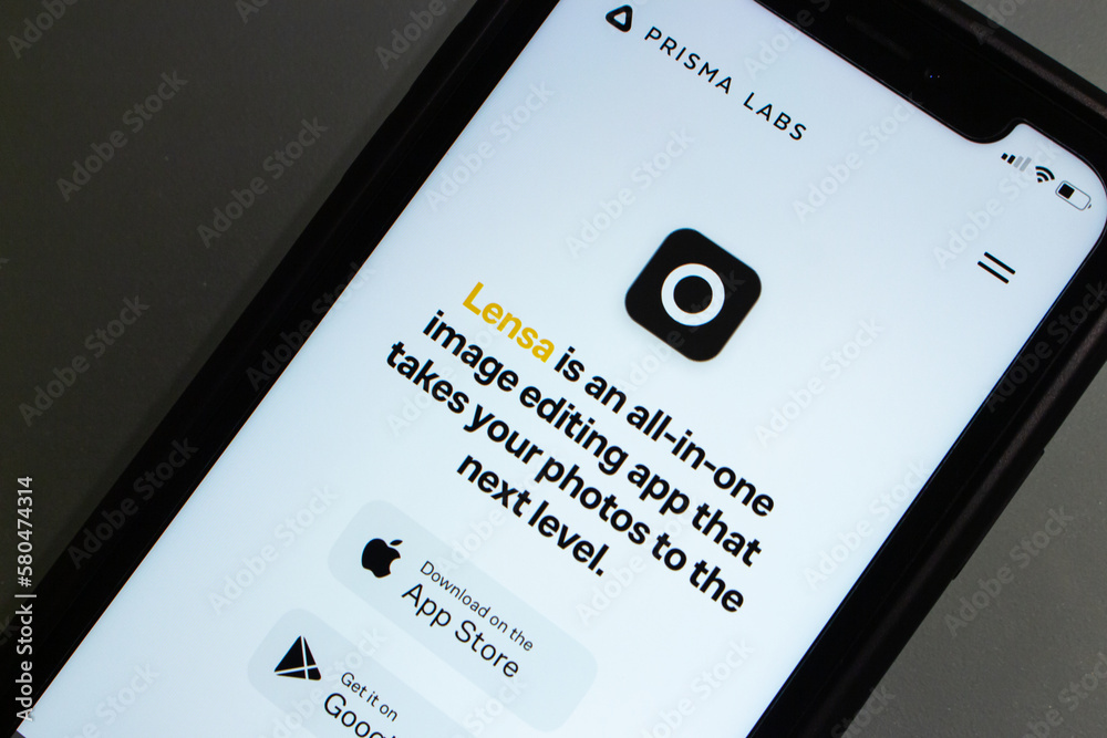 Vancouver, CANADA - Feb 26 2023 : Lensa AI website seen in an iPhone ...