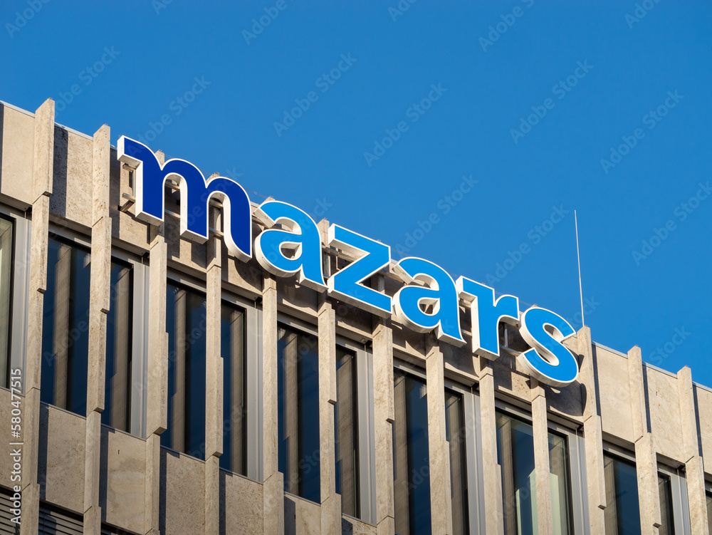BERLIN, GERMANY - 1. March 2023: Mazars logo on a building exterior ...