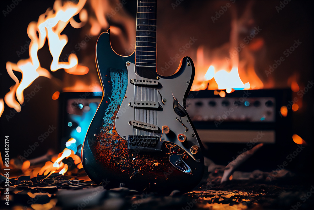 Electric Guitars On Fire