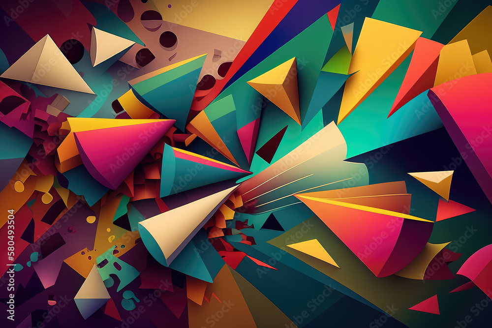 Dynamic Triangle Art in Vivid Colors and Overlapping Patterns ...