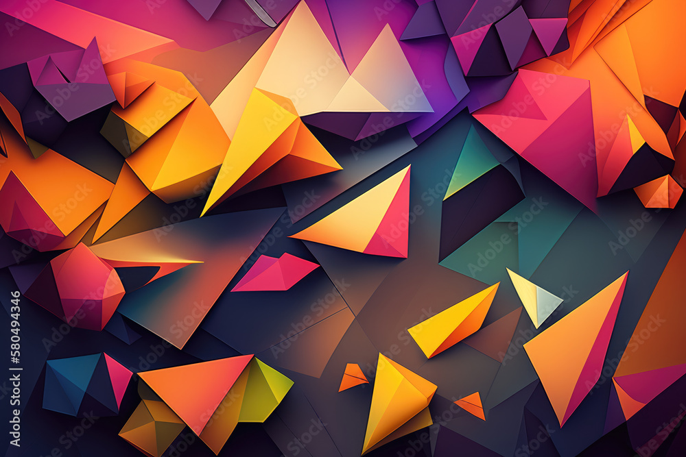 Dynamic Triangle Art in Vivid Colors and Overlapping Patterns ...