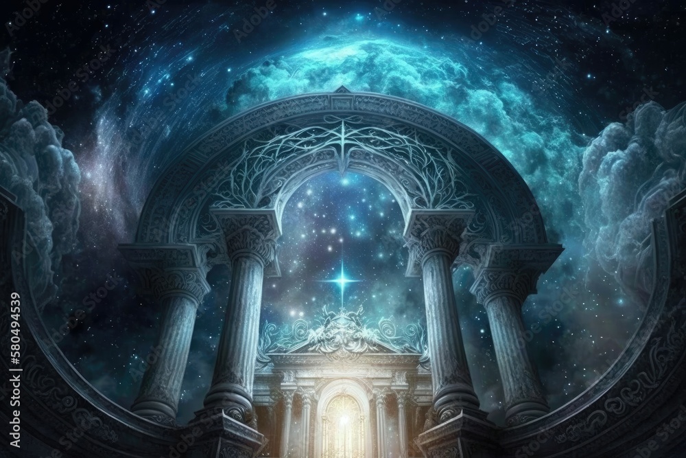 The celestial realm. A realm of gods and goddesses filled with heavenly palaces and sparkling ...