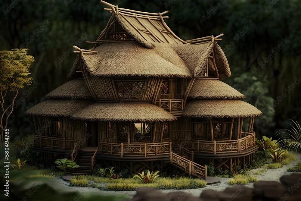 tribal house in jungle, made out of bamboo, concept design, Generative ...