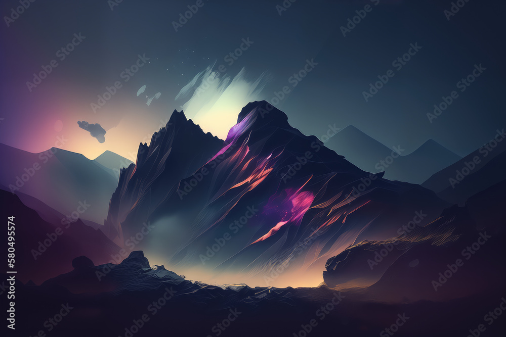 Mysterious and haunting abstract landscape with blurred shapes in dark ...