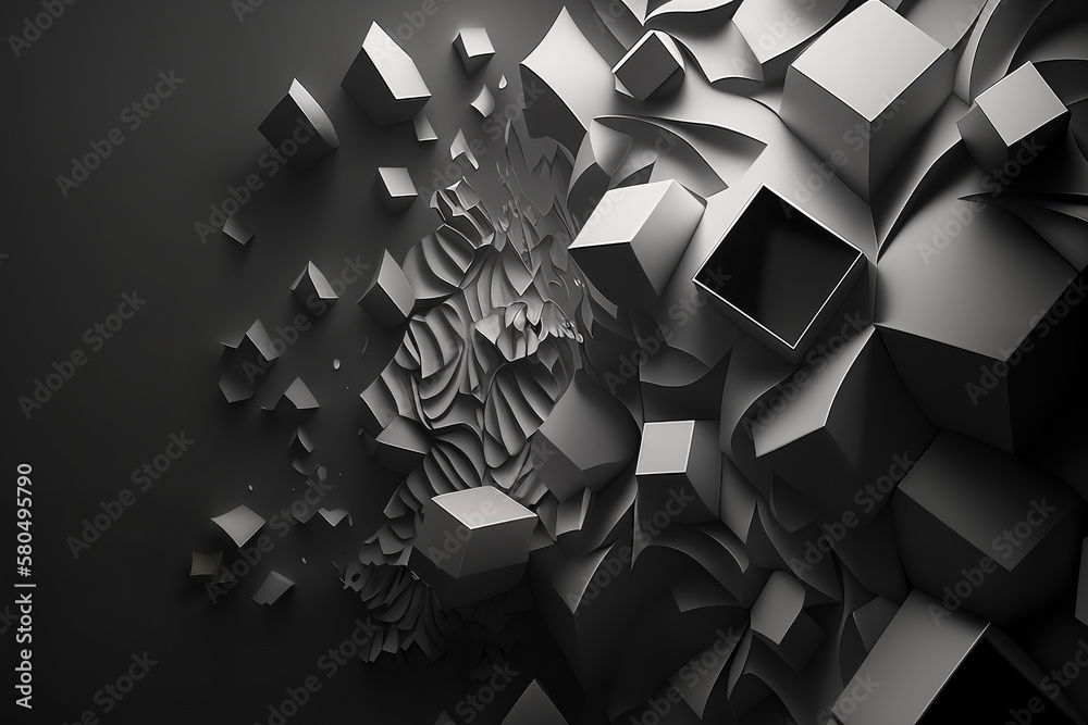 Geometric shapes in monochromatic tones with subtle gradients, creating ...