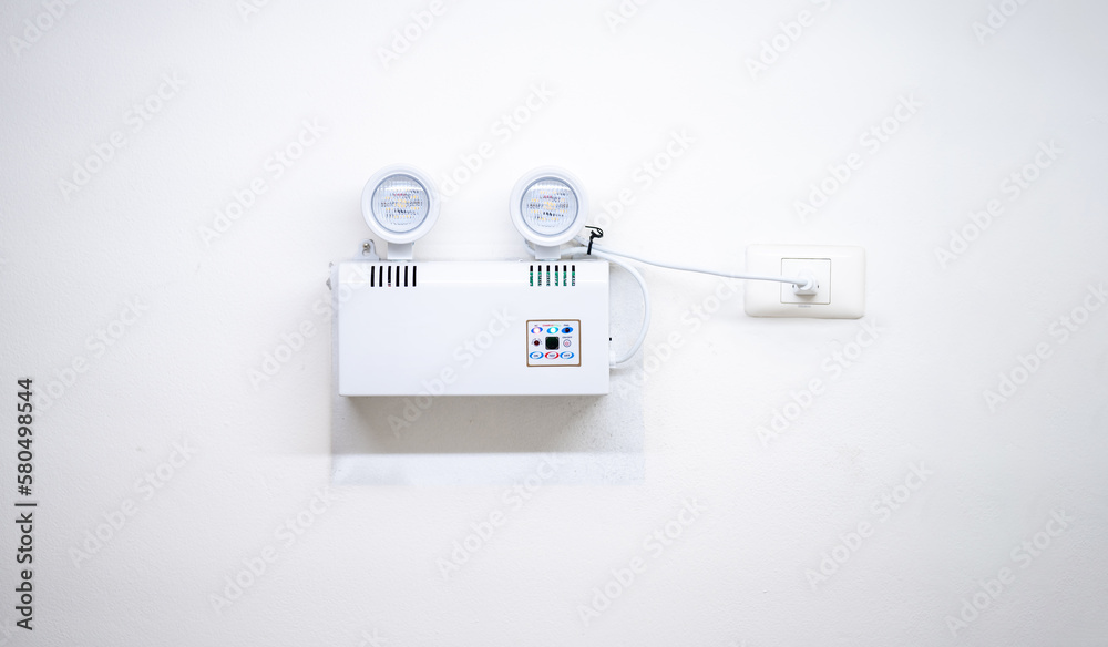 Automatic EMERGENCY LIGHT in hospital is charging and power pluging on ...