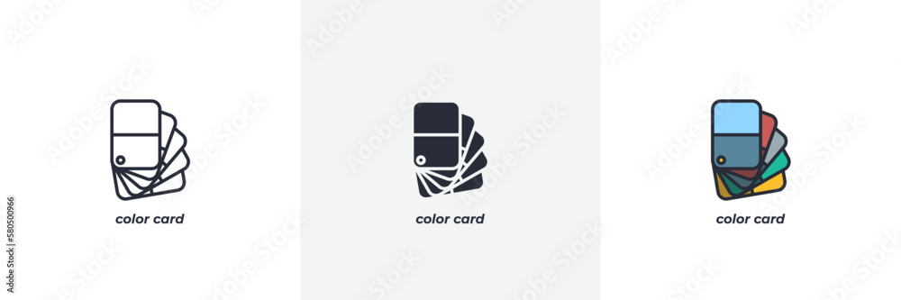 color card icon. Line, solid and filled outline colorful version ...