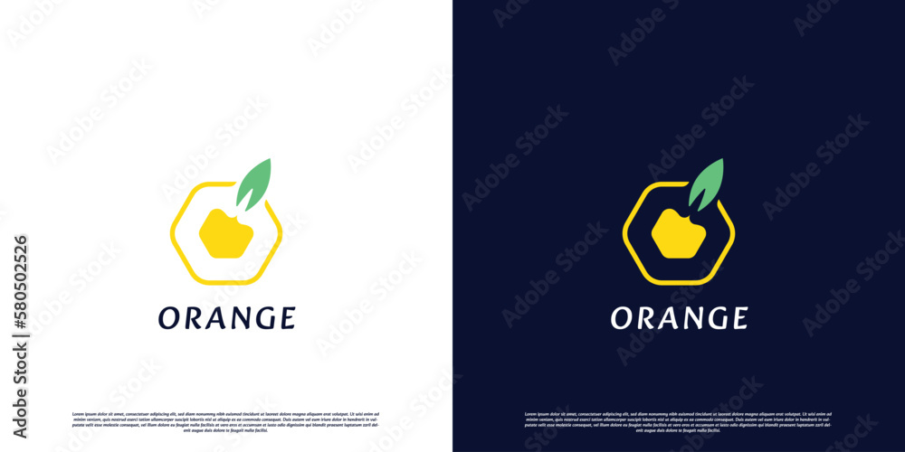 Modern lemon orange logo design illustration. Silhouette of lemon fruit ...