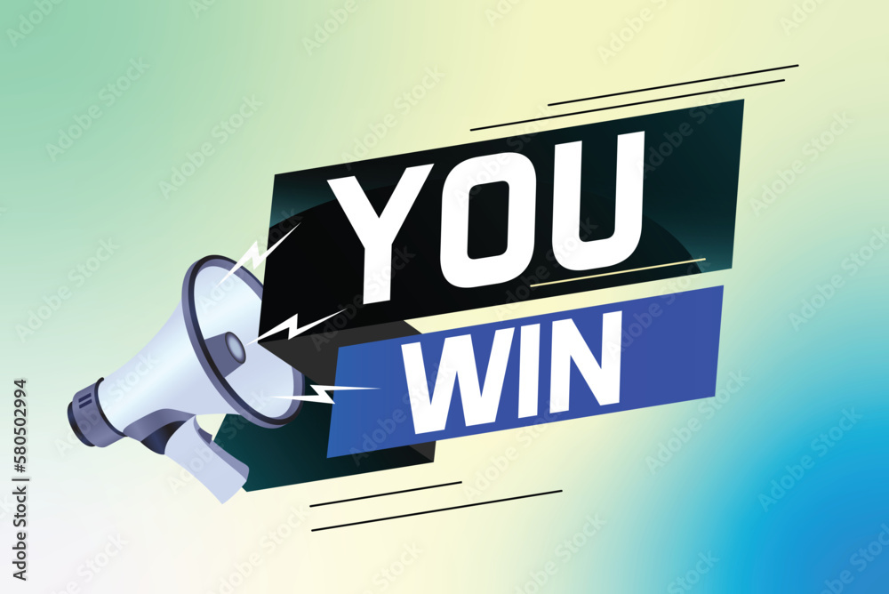 You win word concept vector illustration with megaphone and 3d style ...
