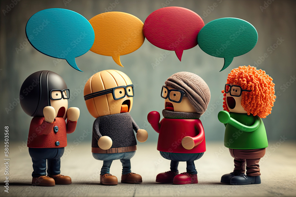 ai generated illustration of tiny people series, sharing thought Stock ...