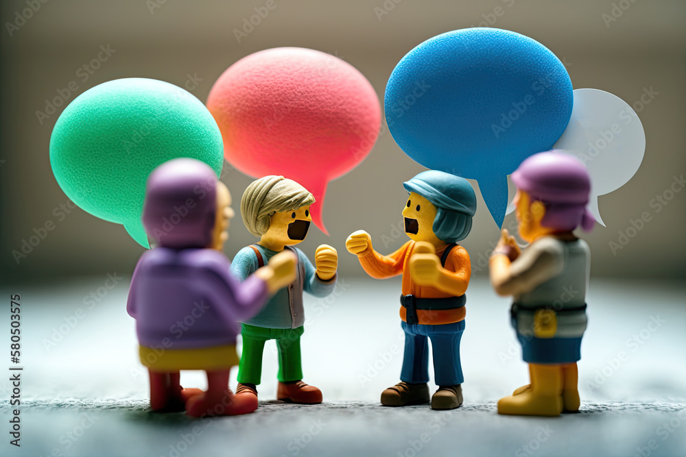 ai generated illustration of tiny people series, sharing thought Stock ...