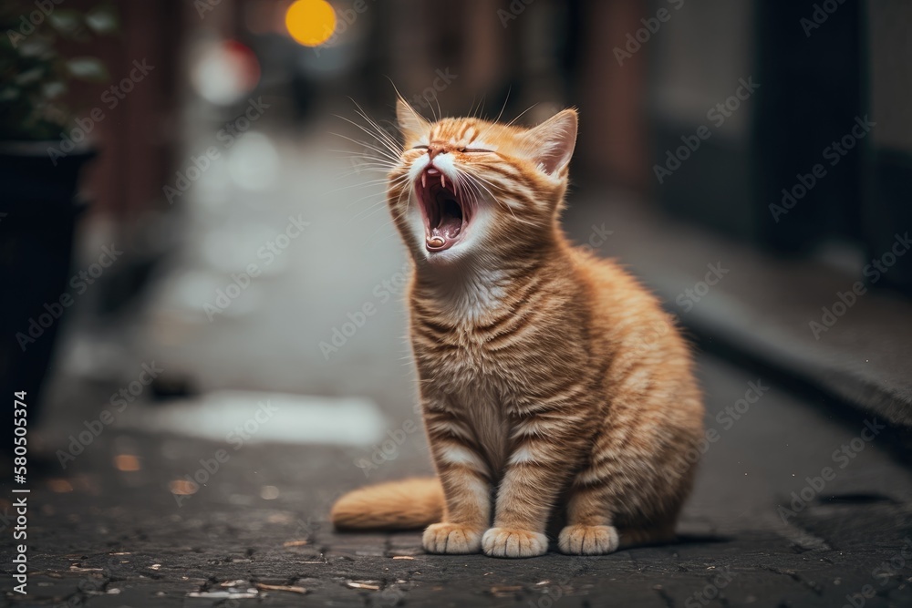 Cute Yawning Cat