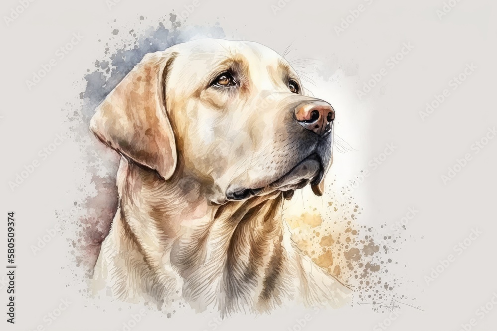 Labrador Retriever portrait, muzzle. Watercolor. Dog on white ...