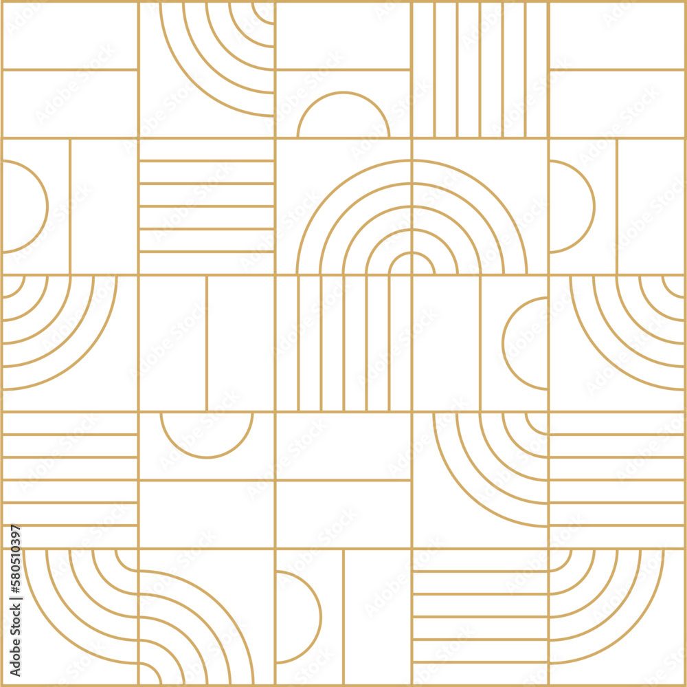 Geometric Pattern With Minimalist Mid Century Modern Gold Line Pattern ...