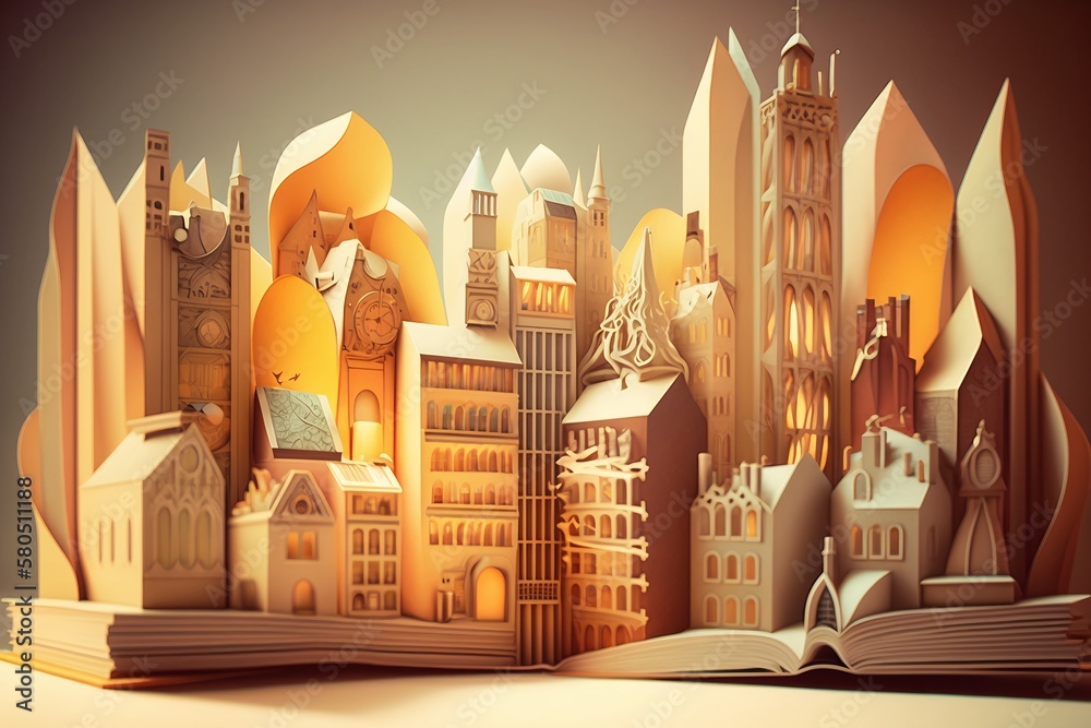 Paper Craft Cityscape Made Entirely of Books: A Detailed and Whimsical ...
