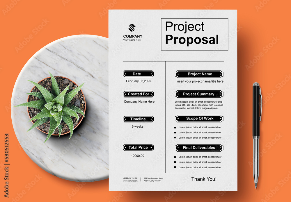 Project Proposal Design Template Stock Template | Adobe Stock