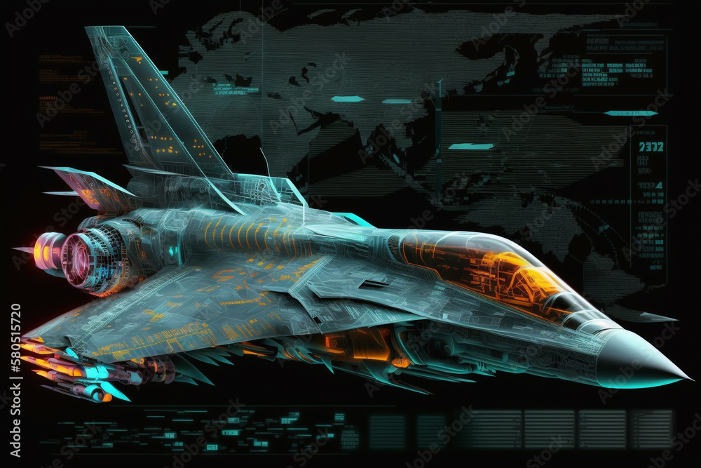 Military Fighter Jet Infographic UI in HUD Style. Analysis And ...