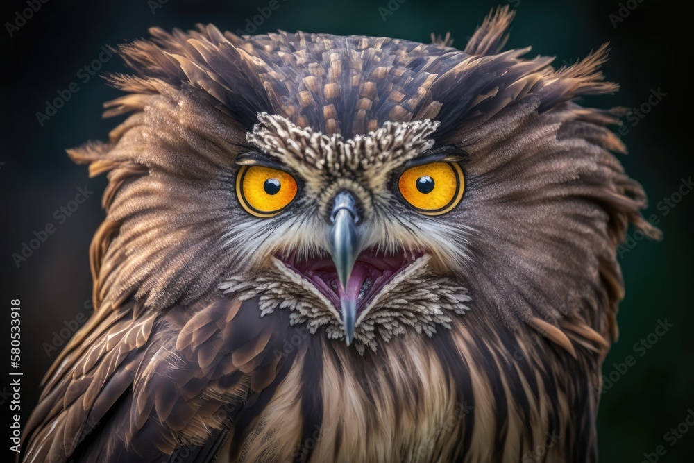 Ilustracja Stock: A picture of an angry fish owl with a screwface ...