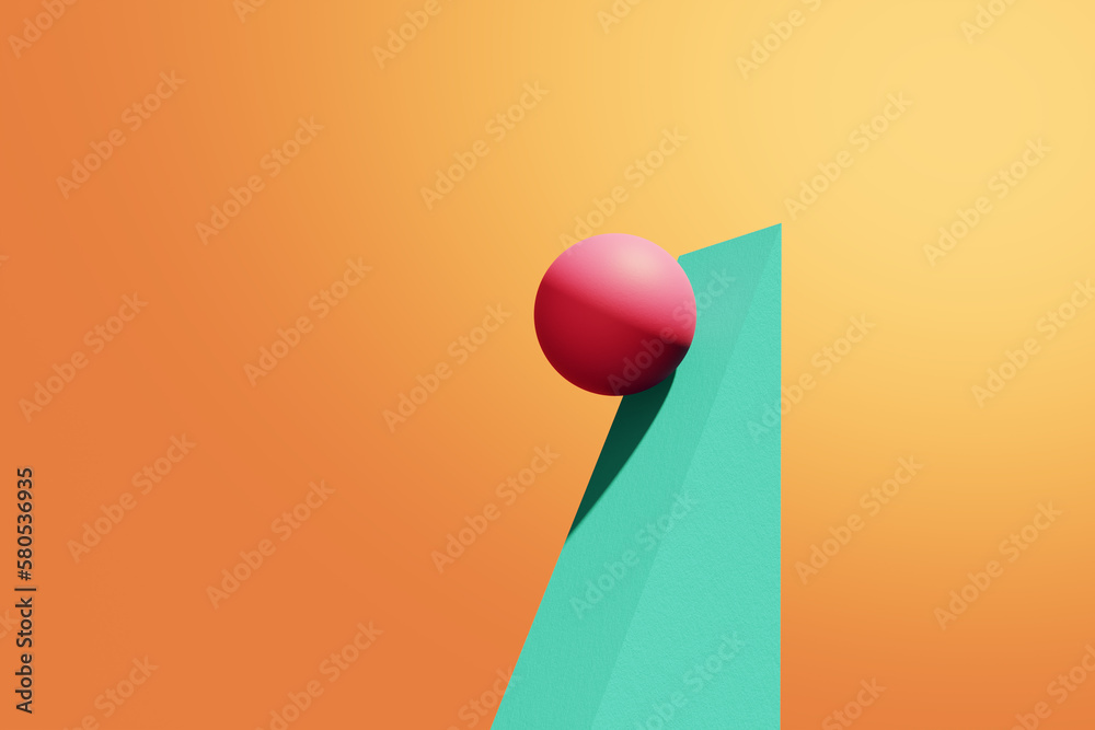 A sphere is balancing on a triangle shape. Balance, determination ...