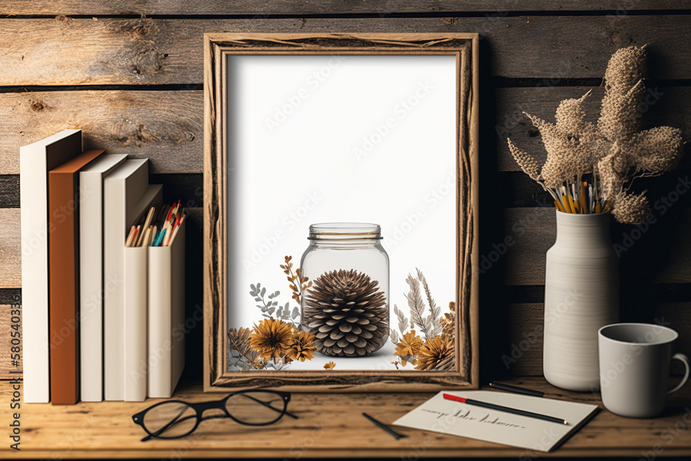 Mockup for a quote and art filled 11x14 thin wood vertical frame that ...