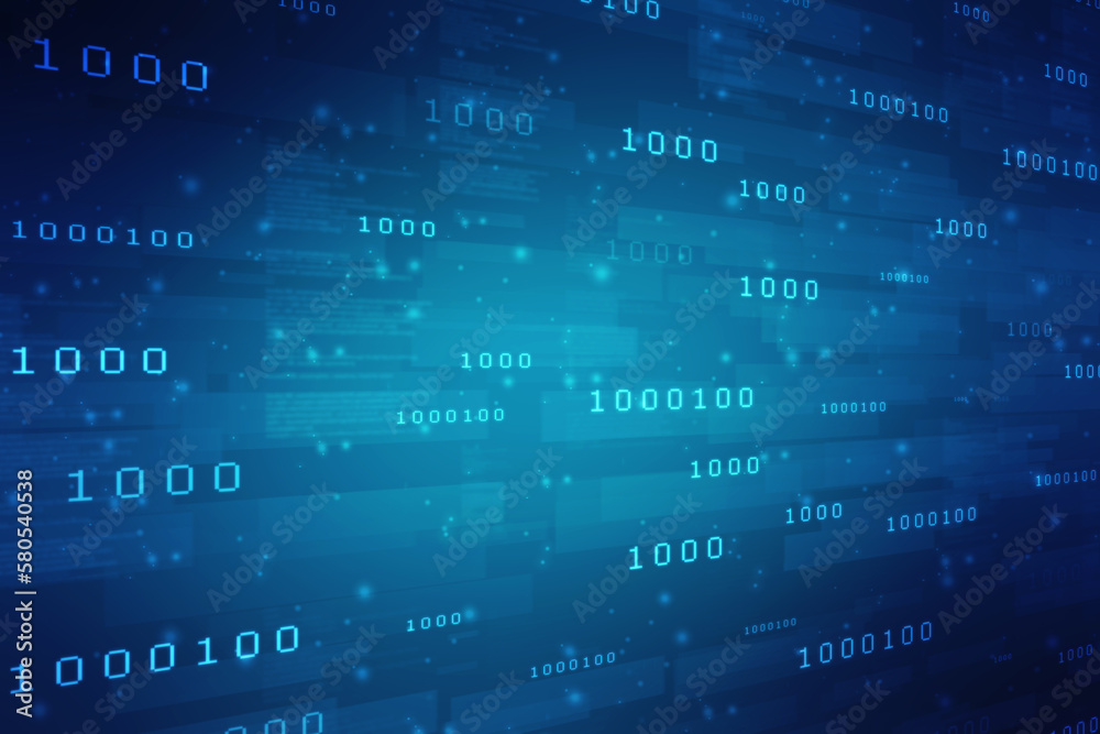 Binary Code Background, Digital Abstract technology background, flowing number one and zero text ...