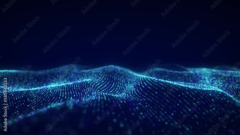 3D digital dynamic wave. Flow digital structure. Secure cybersecurity data connection. Cyber ...