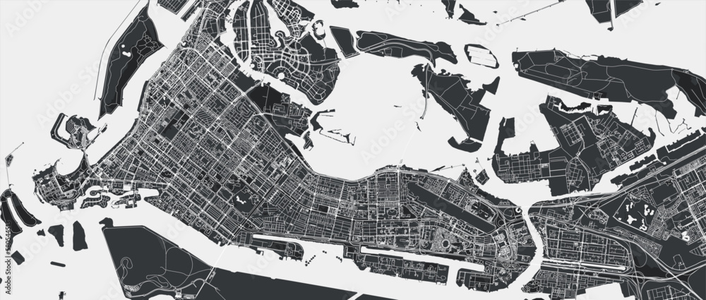 Abu Dhabi vector map. Detailed black map of Abu Dhabi city poster with ...