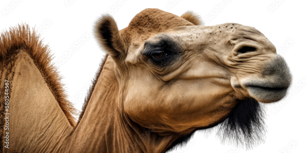 Generative AI realistic illustration of side view of calm brown camel ...