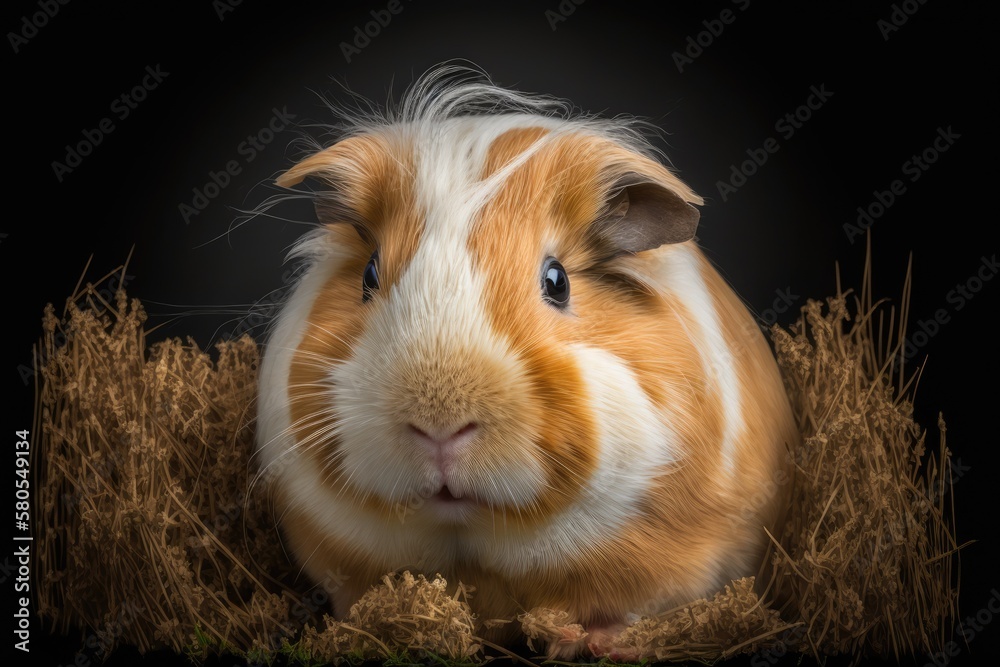 Guinea pig Cavia porcellus is a popular pet. The small animal sits in ...