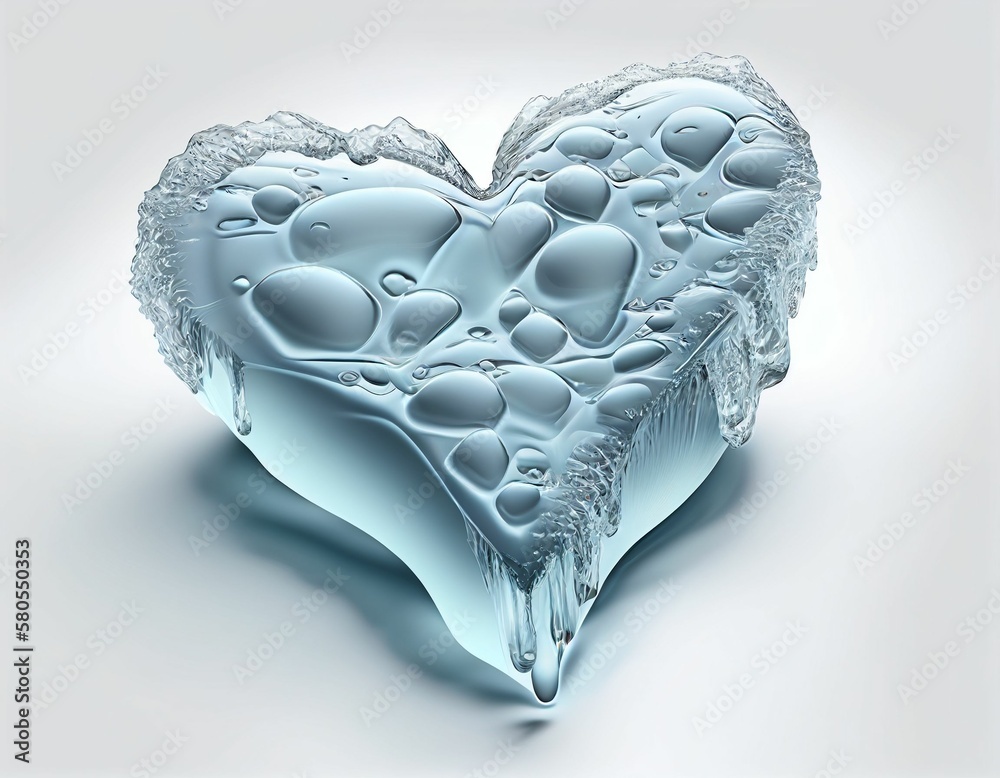 Love sign made of ice cubes, looks like water spots. Generative AI ...