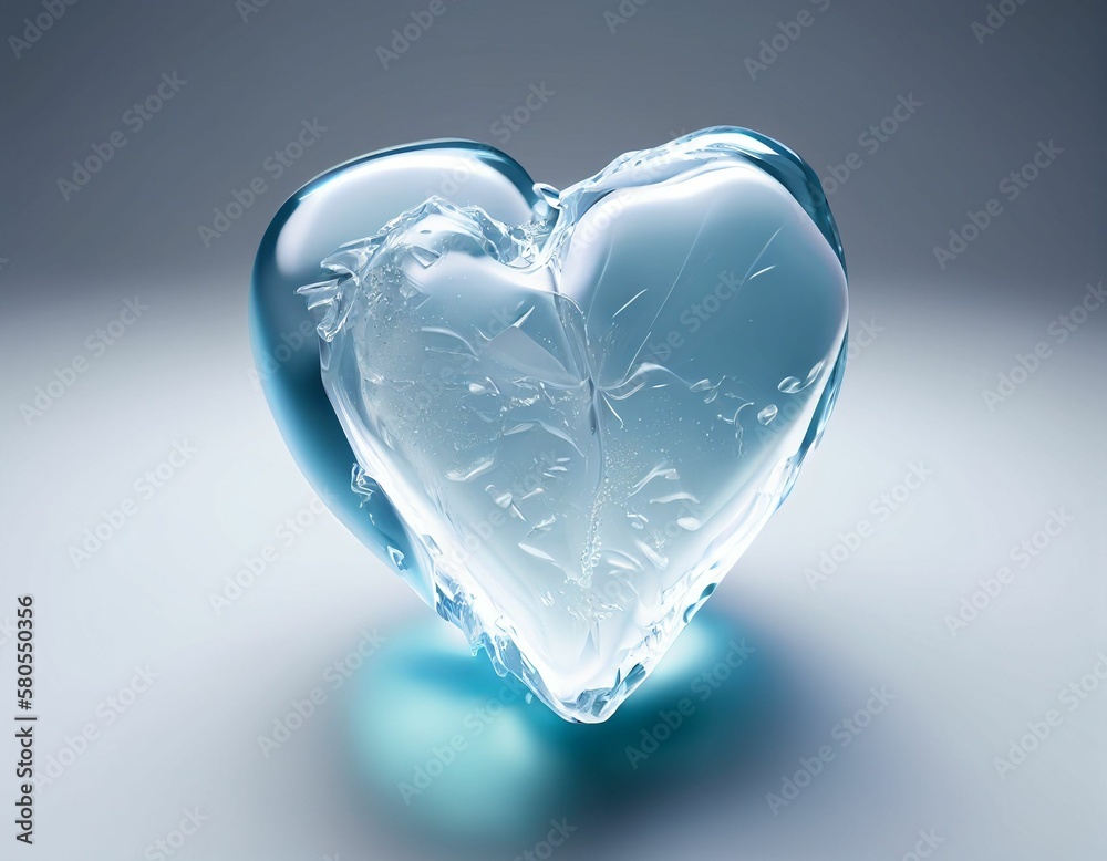 Love sign made of ice cubes, looks like water spots. Generative AI ...