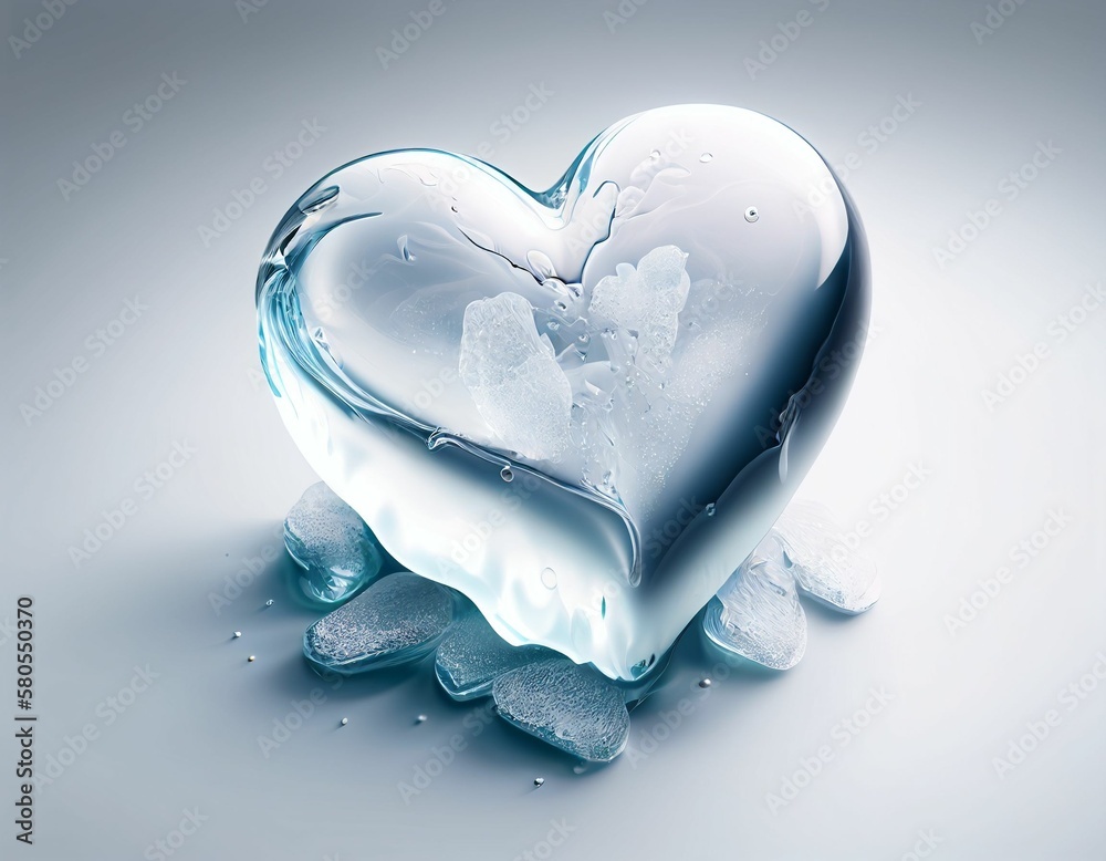Love sign made of ice cubes, looks like water spots. Generative AI ...