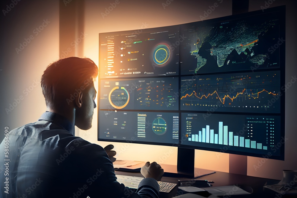 Business and technology Data analyst working on business analytics ...