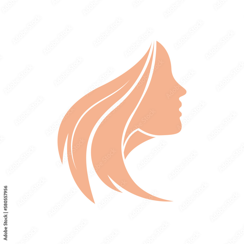side facing woman icon vector. Woman salon logo sign. Stock Vector ...