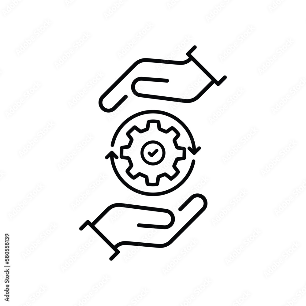 thin line implement or operation process icon. concept of project ...