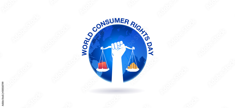 Creative concept of World Consumer Rights Day. Consumer awareness ...
