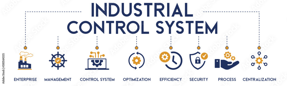 Industrial control system banner web icon vector illustration concept ...