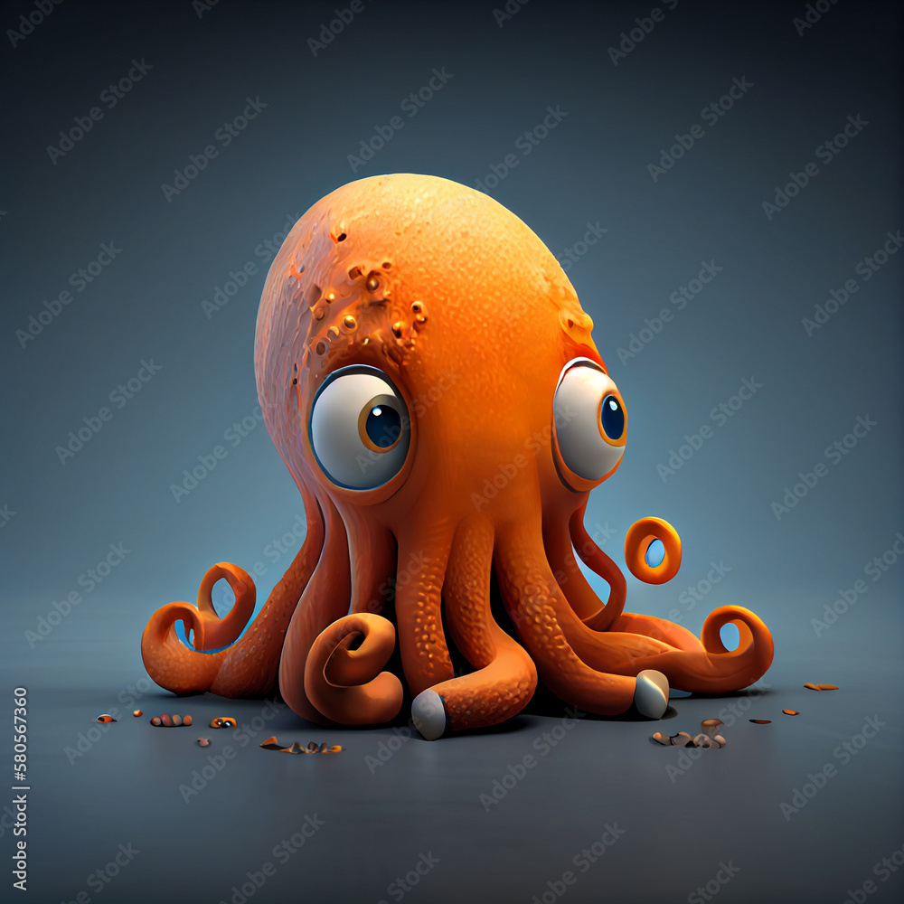 Cute Little Octopus Cartoon Character Stock Illustration | Adobe Stock