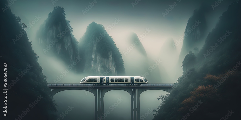 futuristic high-tech monorail running through Zhangjiajie National ...