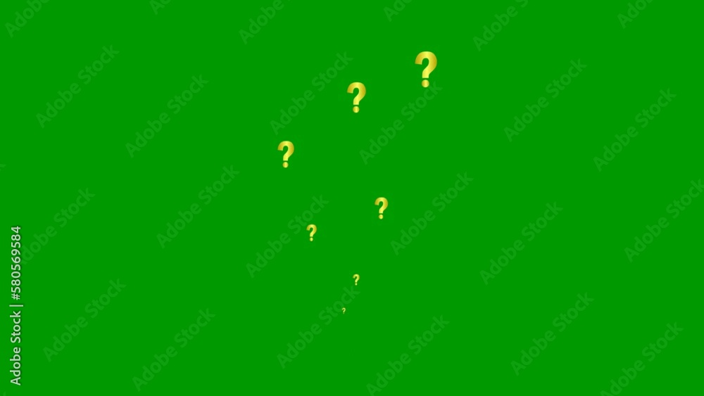 Animated golden question marks fly from bottom to top. Symbols are ...