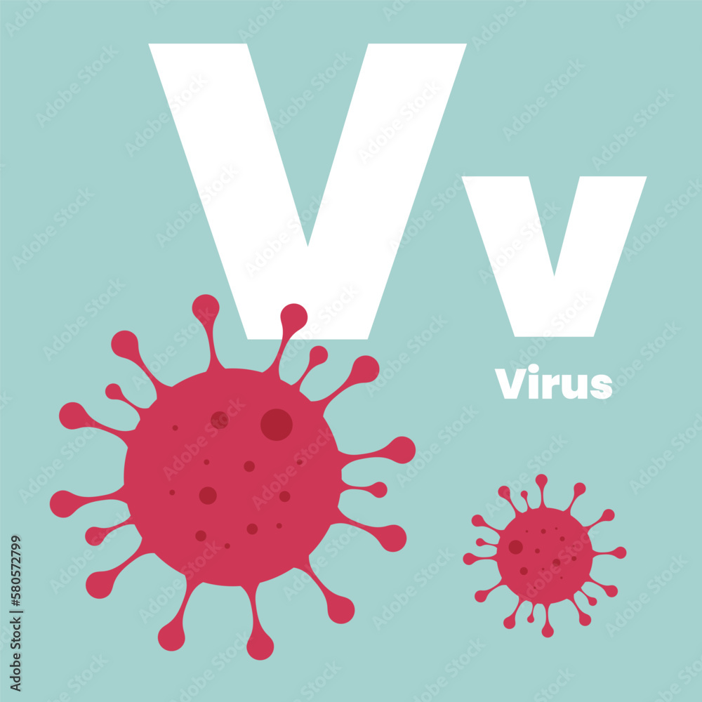 Poster Cute children ABC alphabet flashcard words with the letter V ...