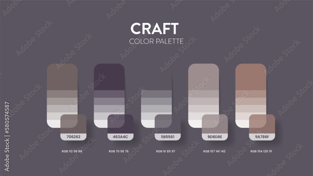 Color palette in Craft design colour theme collections. Color ...