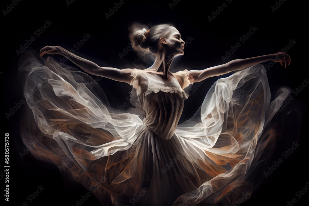 A digital art piece depicting a ballerina in a colorful, abstract ...