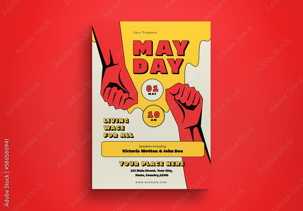 Yellow May Day Flyer Layout Stock Template | Adobe Stock