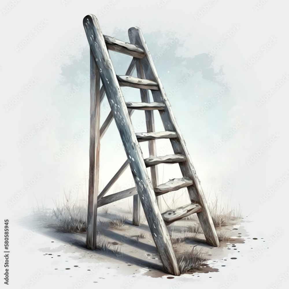 ladder, strong base, stable a pair of steps set up prepared before work ...