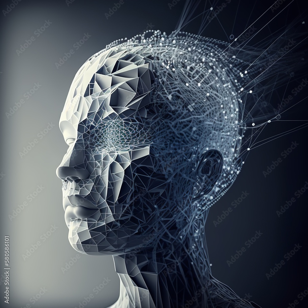 neural network human head modern connection human brain technology tree ...