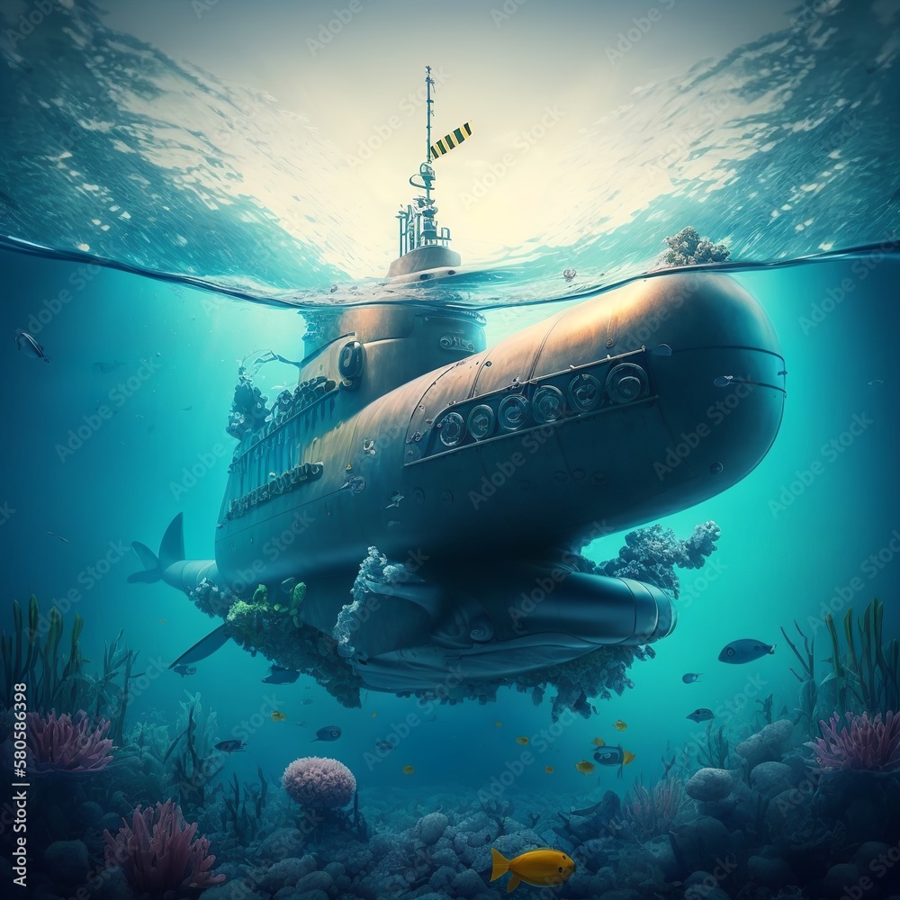 submarine goes under the water titan titanic tragedy underwater machine ...