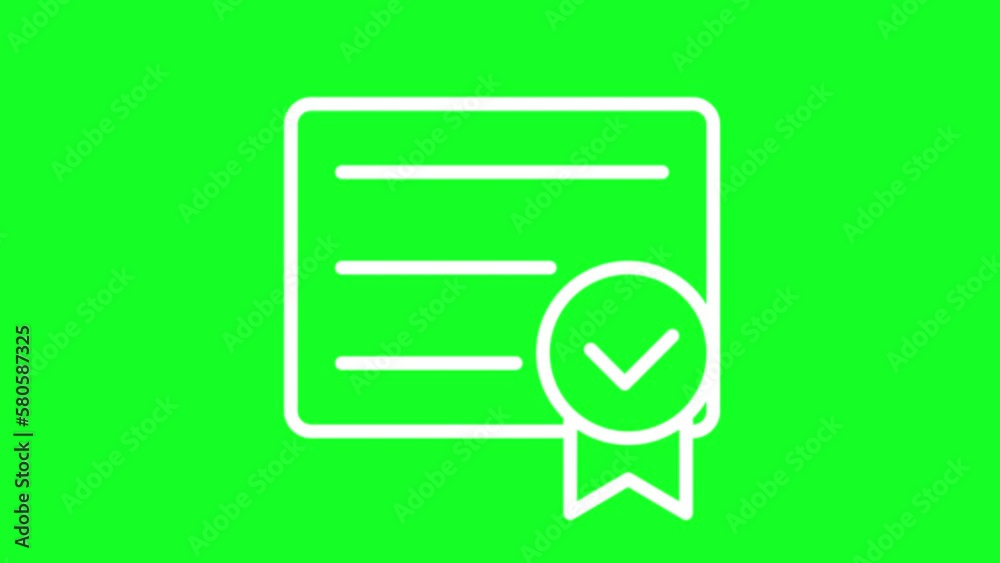 Animated diploma white line icon. Graduation document. Certificate ...