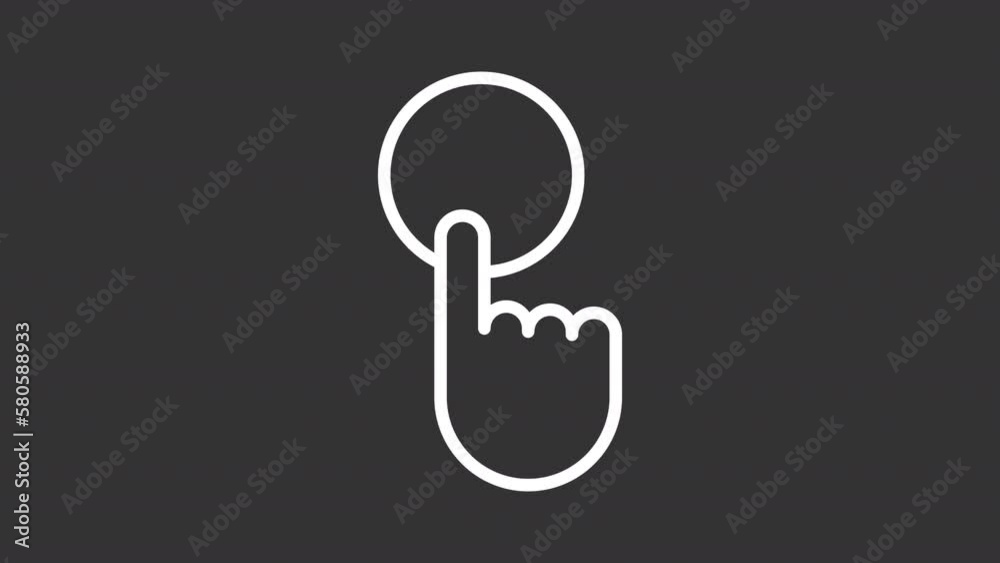 Animated tap button white line icon. Checkmark. Approved operation. Loop HD video with chroma ...