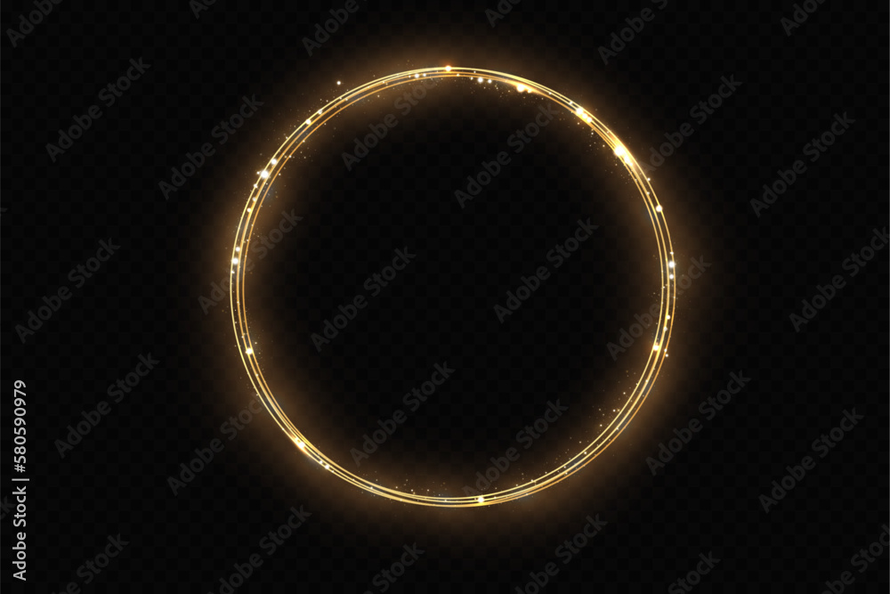 Abstract sparkling golden frame light effect on transparent background ...